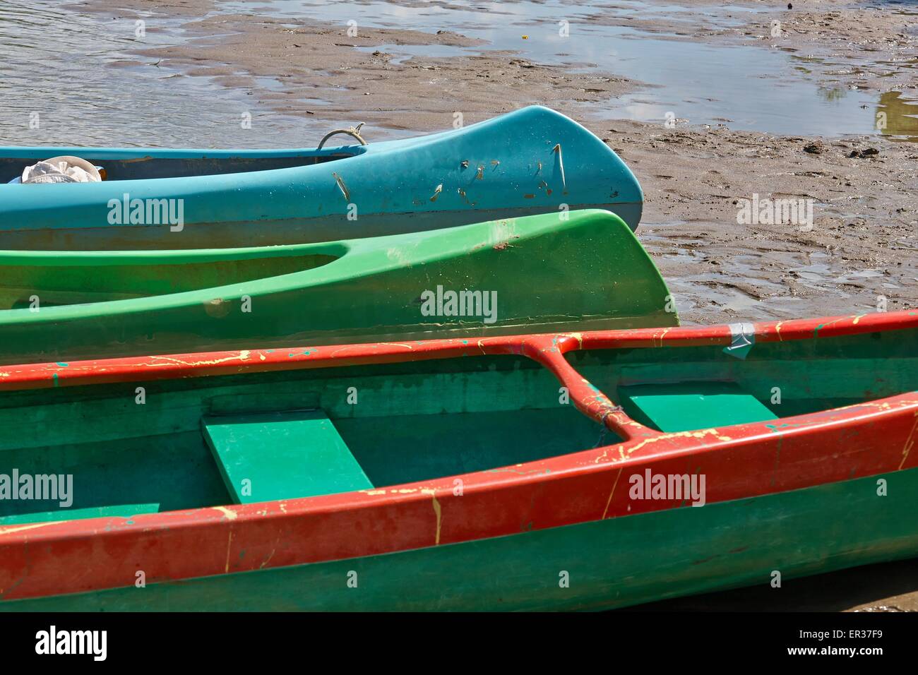 Canoes on the Riverside Stock Photo - Alamy