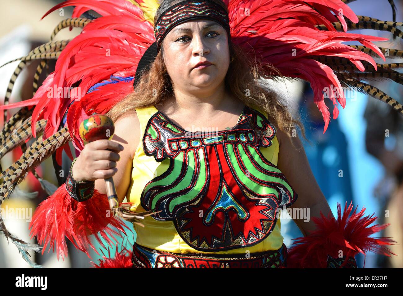 Dressed in traditional ceremonial costume Native Americans takes part ...