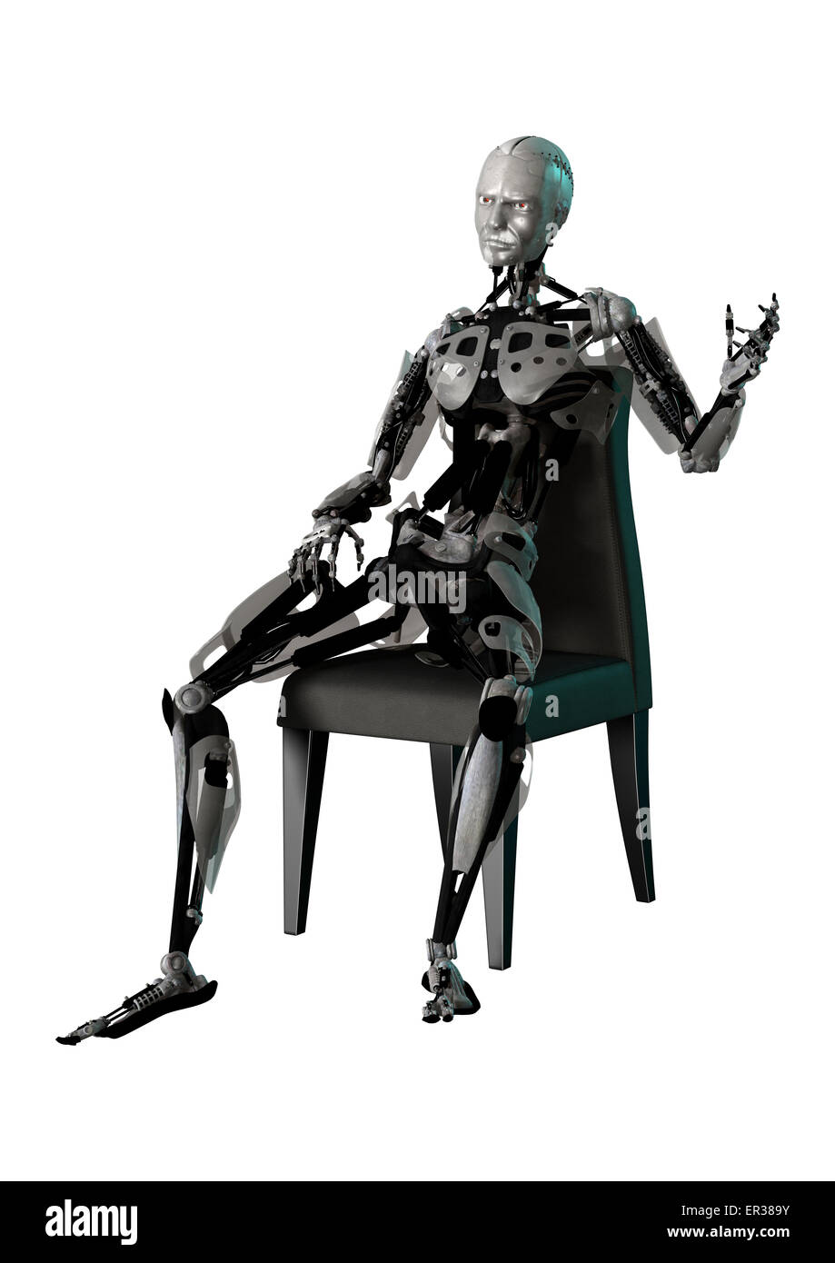 3D digital render of a male cyborg isolated on white background Stock ...