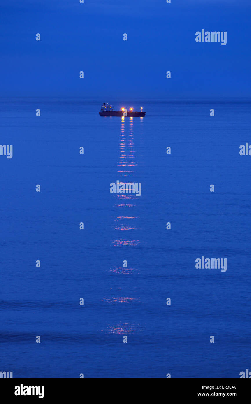 ship at night with light reflections Stock Photo - Alamy