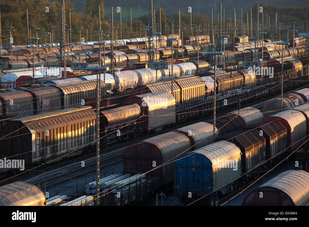 Europe, Germany, Ruhr Area, Hagen, railroad shunting yard in the ...