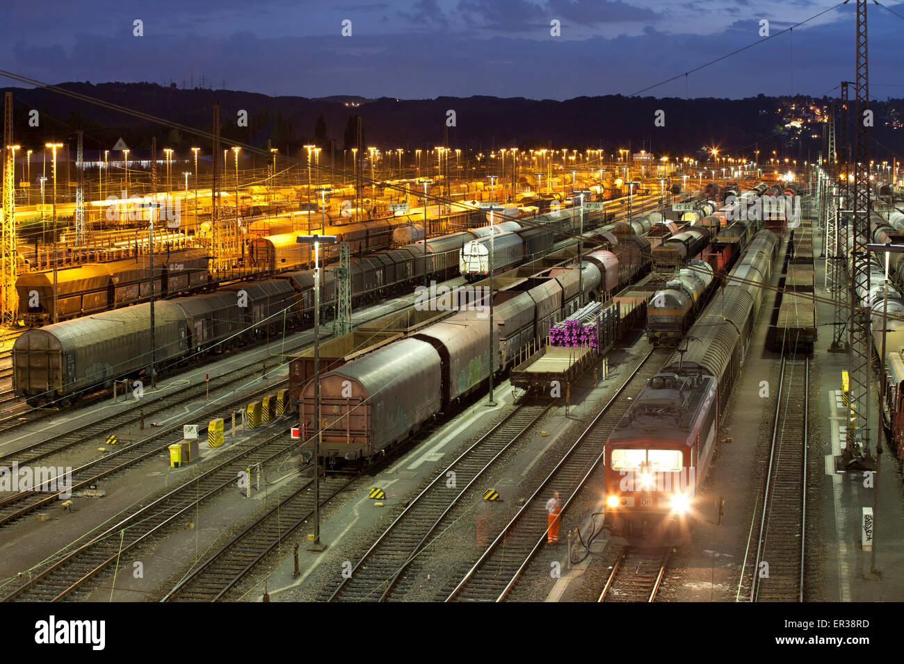 Europe, Germany, Ruhr Area, Hagen, railroad shunting yard in the ...