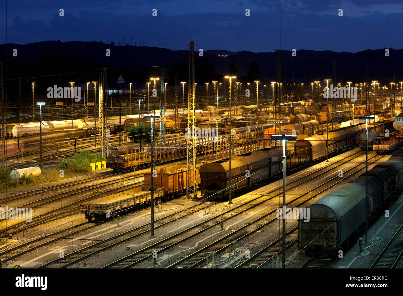 Europe, Germany, Ruhr Area, Hagen, railroad shunting yard in the ...