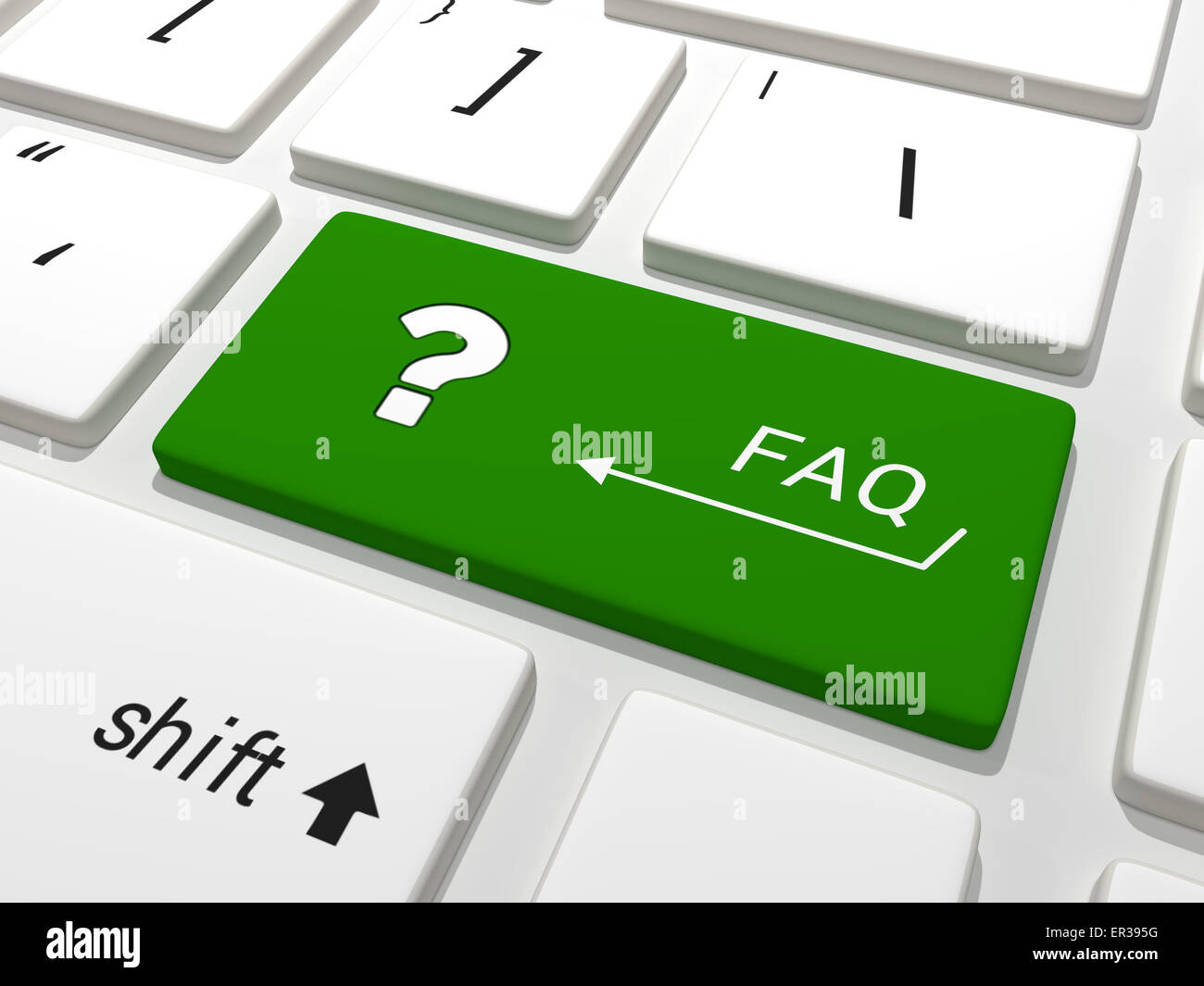 Keyboard equipped with a green FAQ key Stock Photo - Alamy