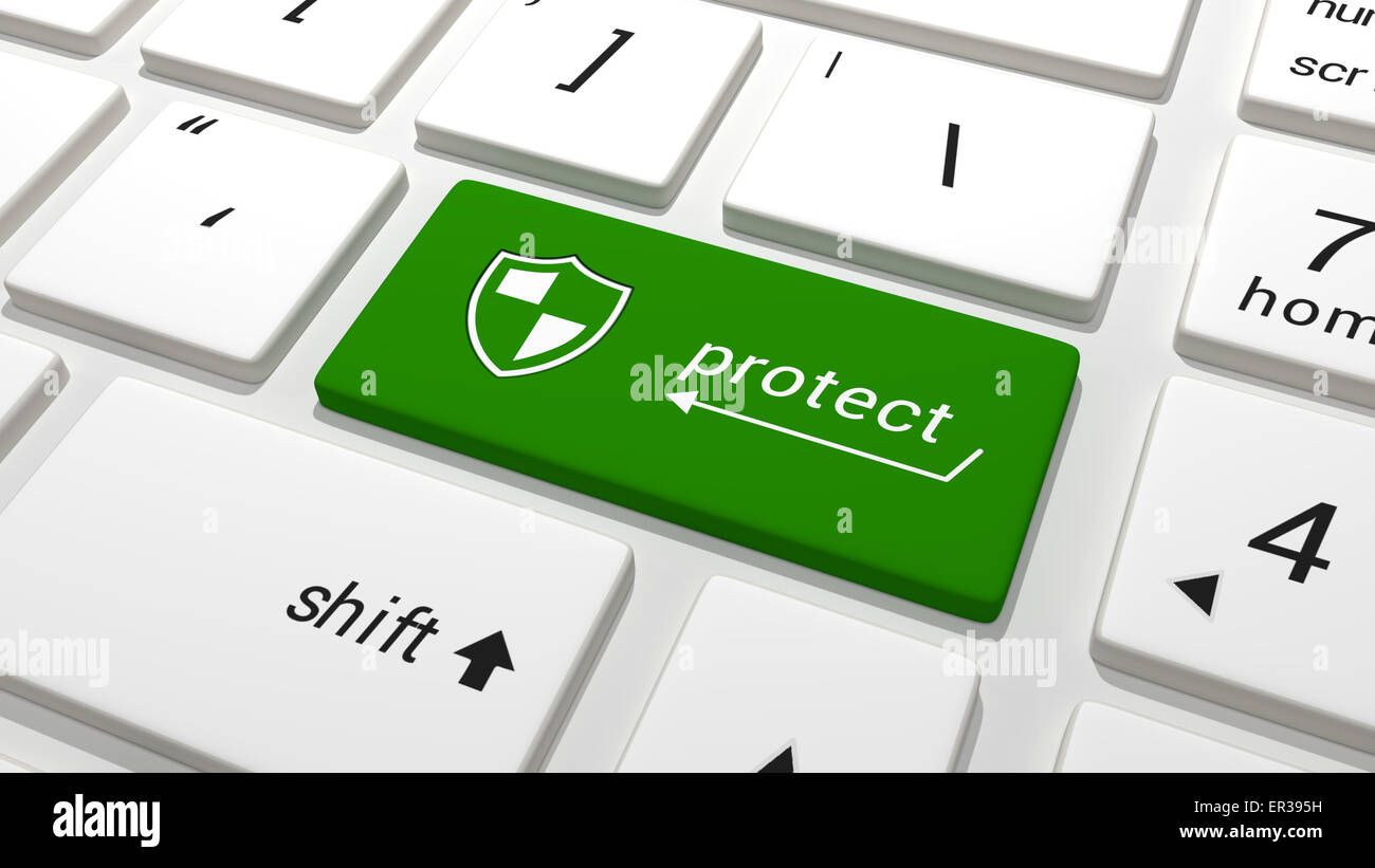 Keyboard equipped with a green protect key Stock Photo - Alamy