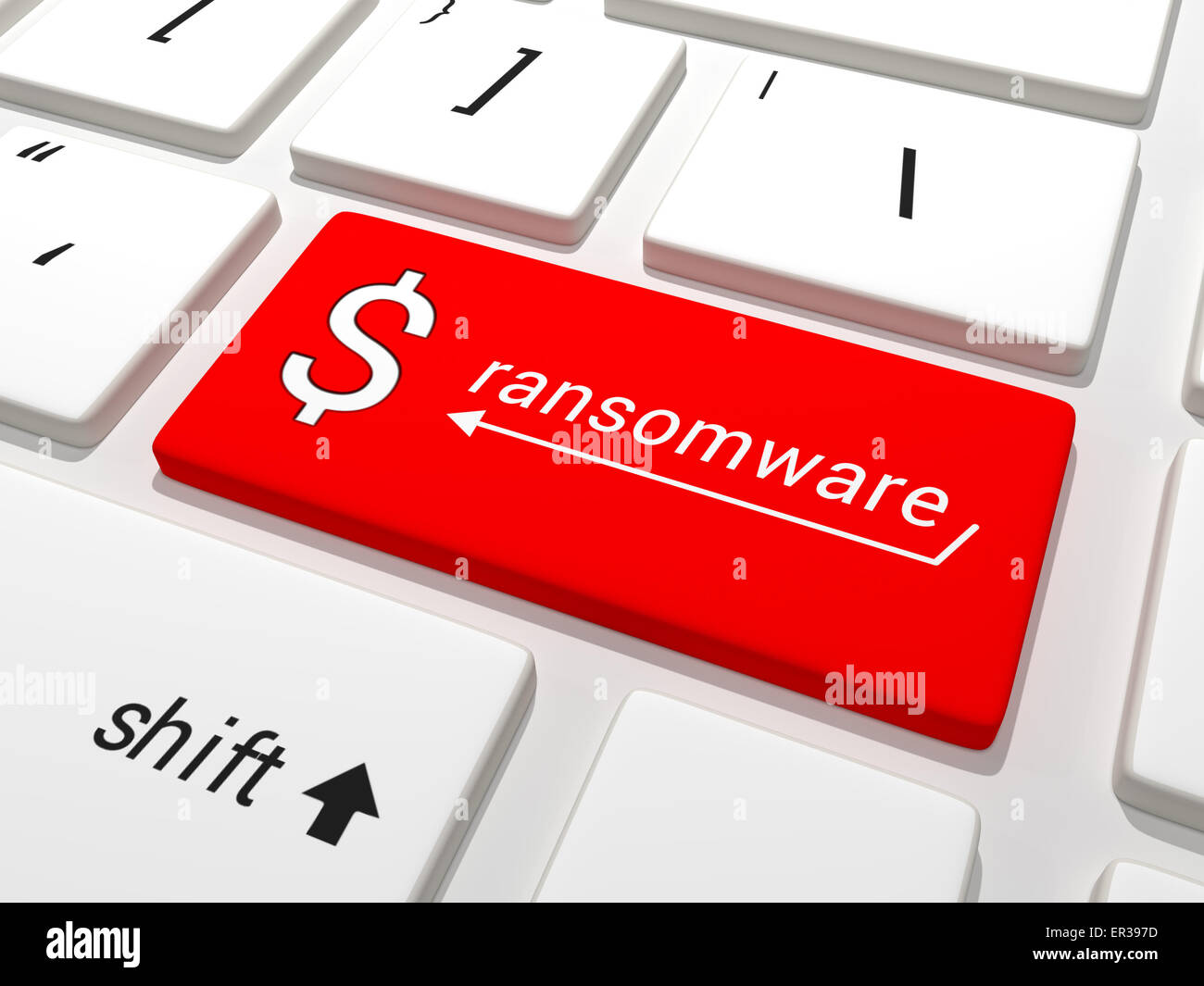 Keyboard equipped with a red ransomware dollar button Stock Photo - Alamy