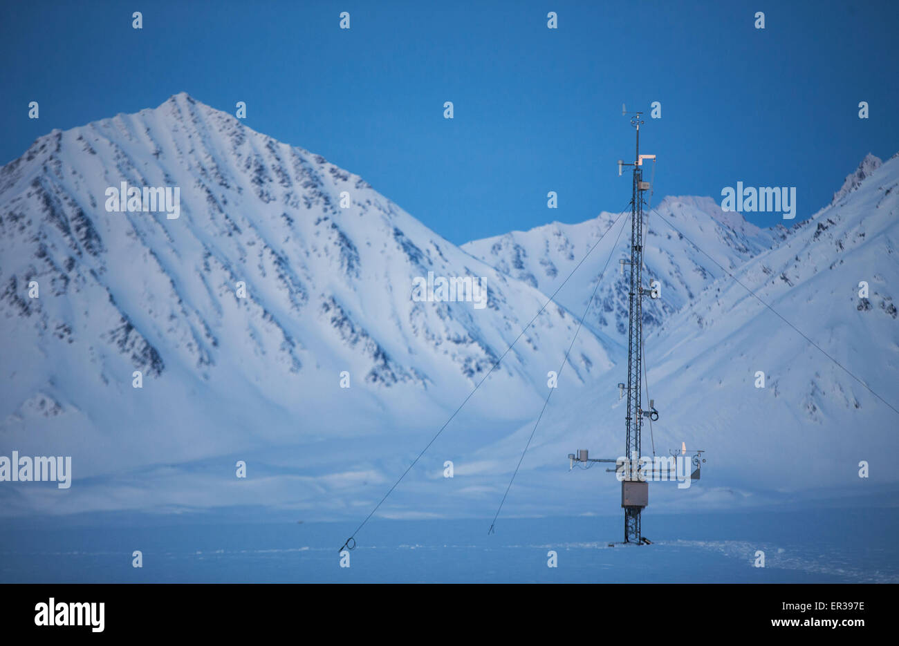 The measuring mast at Atmospheric Obervatory of the AWIPEV Arctic ...