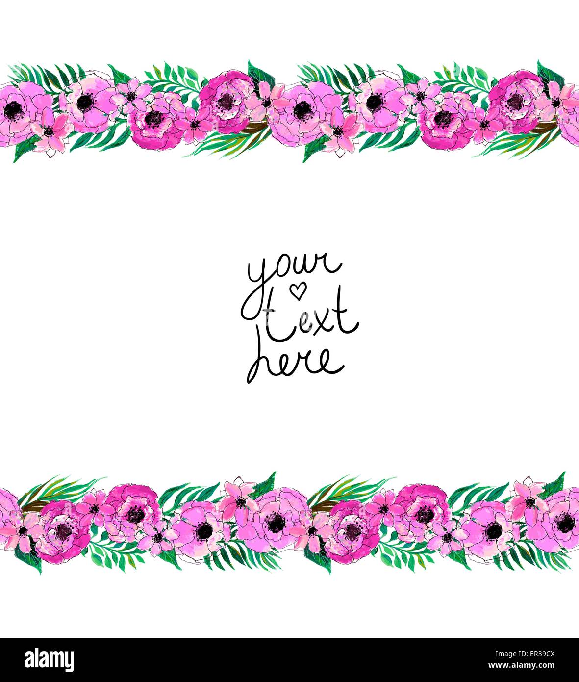 floral border with pink flowers Stock Vector Image & Art - Alamy