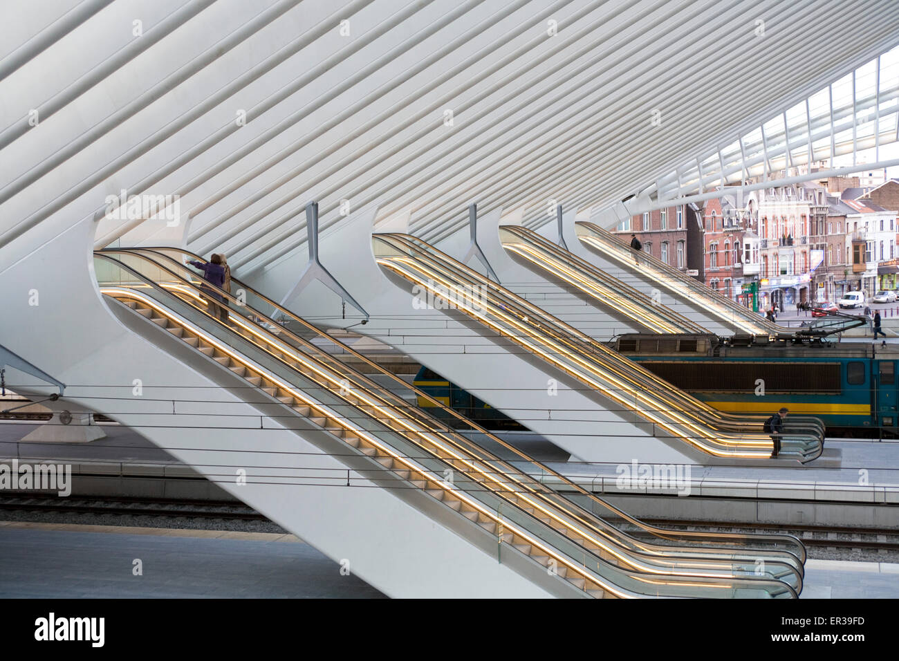 Europe, Belgium, Liege, railway station Liege-Guillemins, architect ...