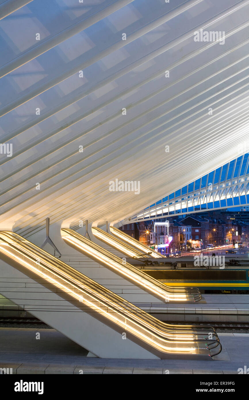 Europe, Belgium, Liege, railway station Liege-Guillemins, architect ...