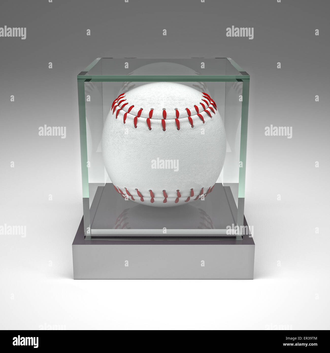 classic baseball ball in glass showcase Stock Photo - Alamy