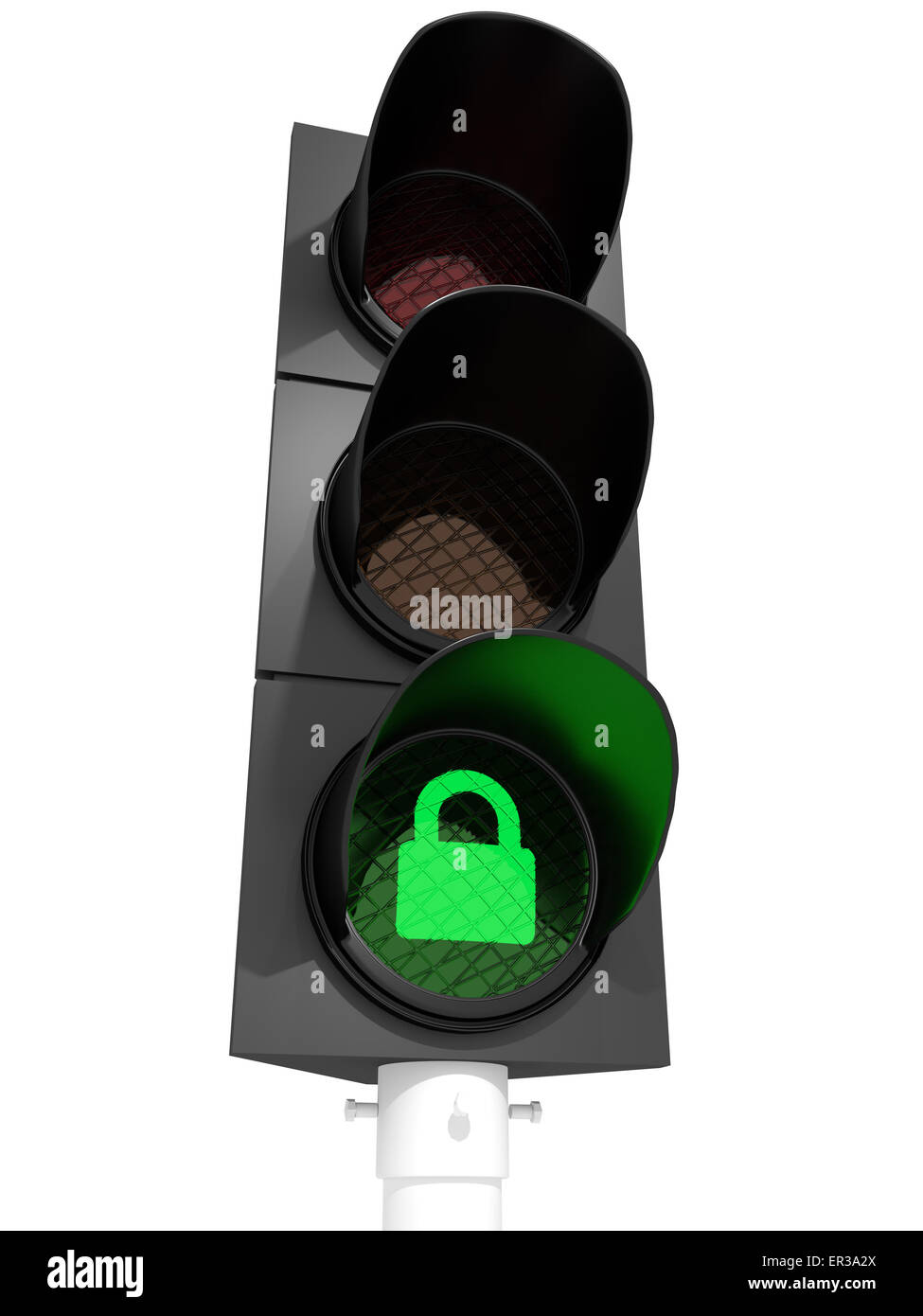 A traffic light showing a "padlock"-sign Stock Photo - Alamy