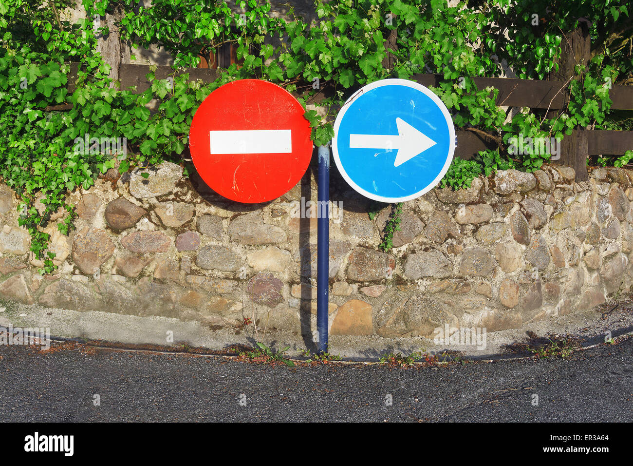 one way and no entry traffic signs Stock Photo - Alamy