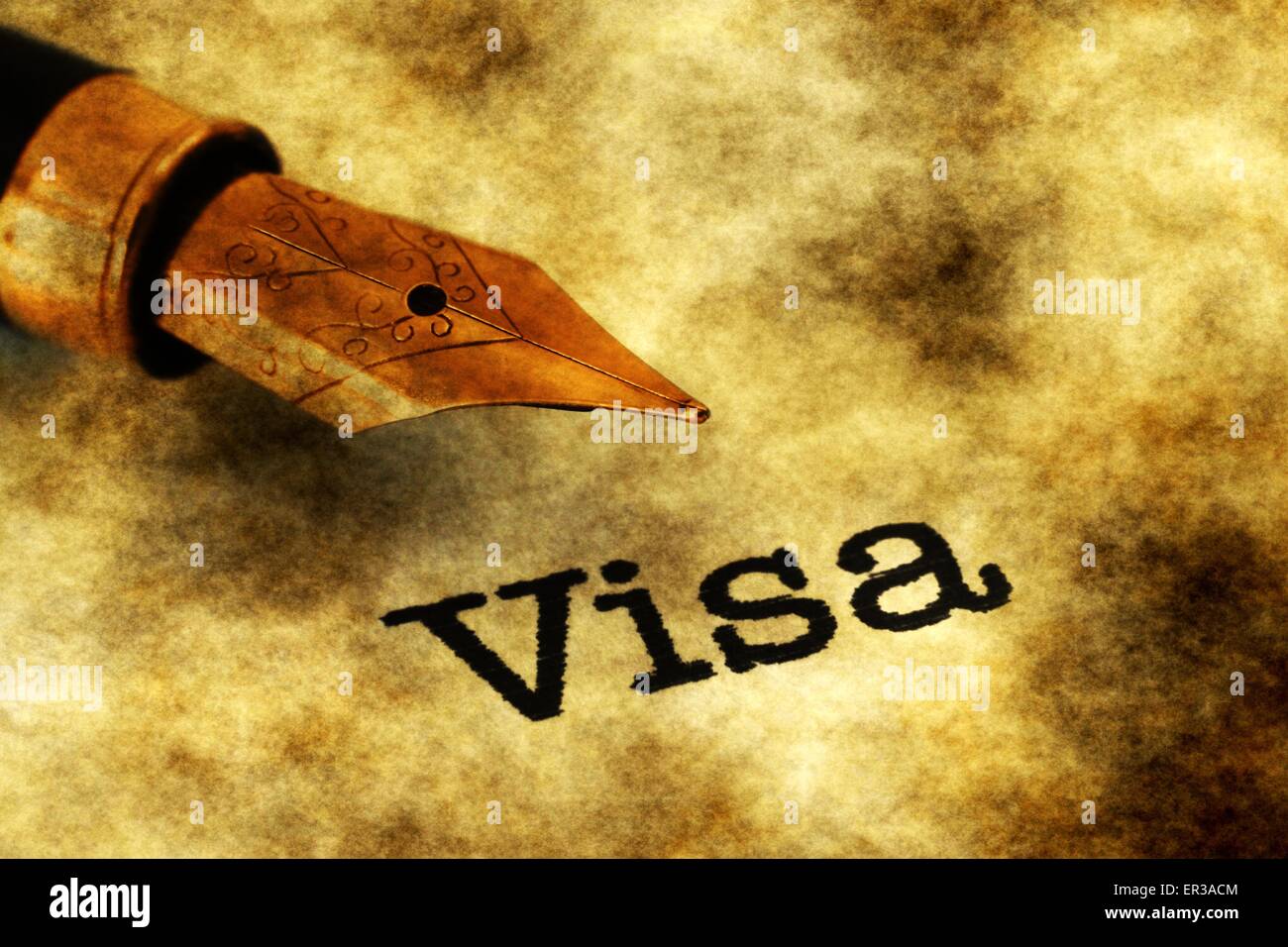 Visa text and fountain pen Stock Photo - Alamy
