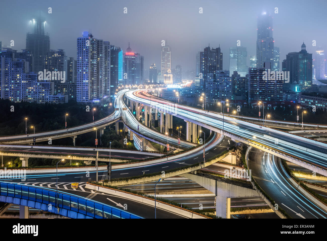 Aerial view of Shanghai viaduct night, severe traffic congestion Stock ... Aerial view of Shanghai viaduct night, severe traffic congestion Stock ...