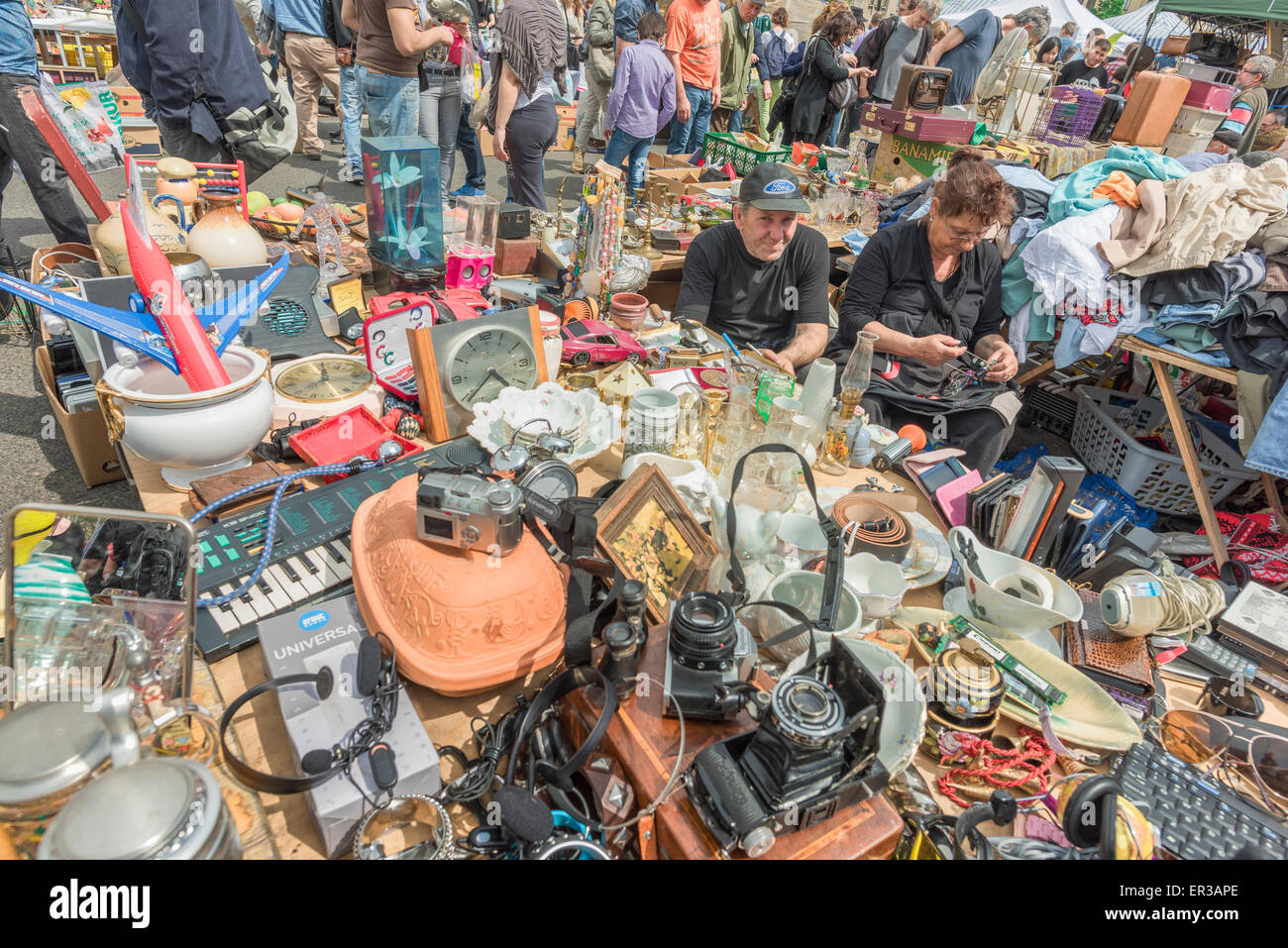 Naschmarkt Vienna, a market bric-a-brac stall selling a range of second ...