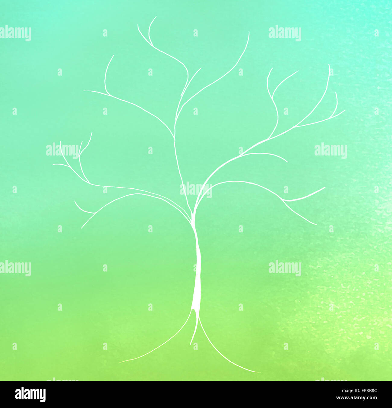 fine hand painted tree on watercolored paper Stock Photo - Alamy