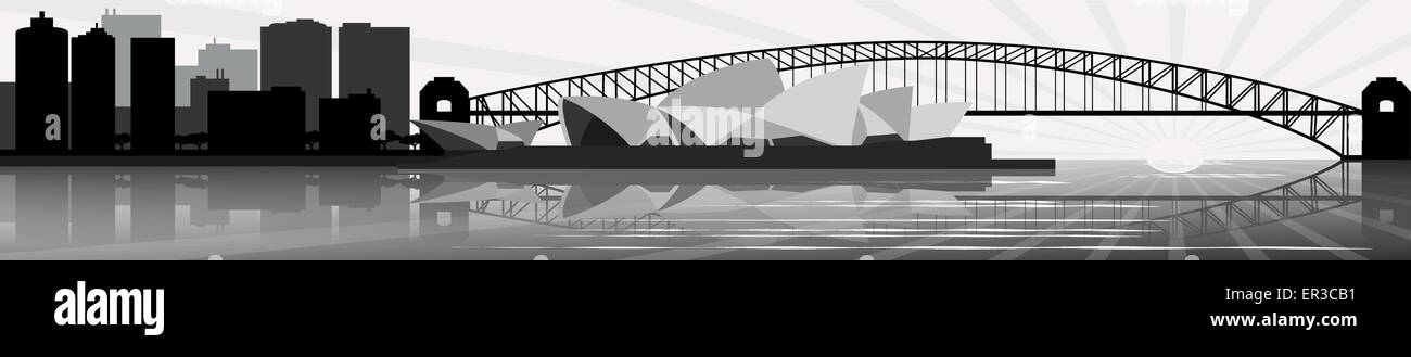 Vecotr Sydney skyline - harbor bridge, buildings, Sydney Opera House ...
