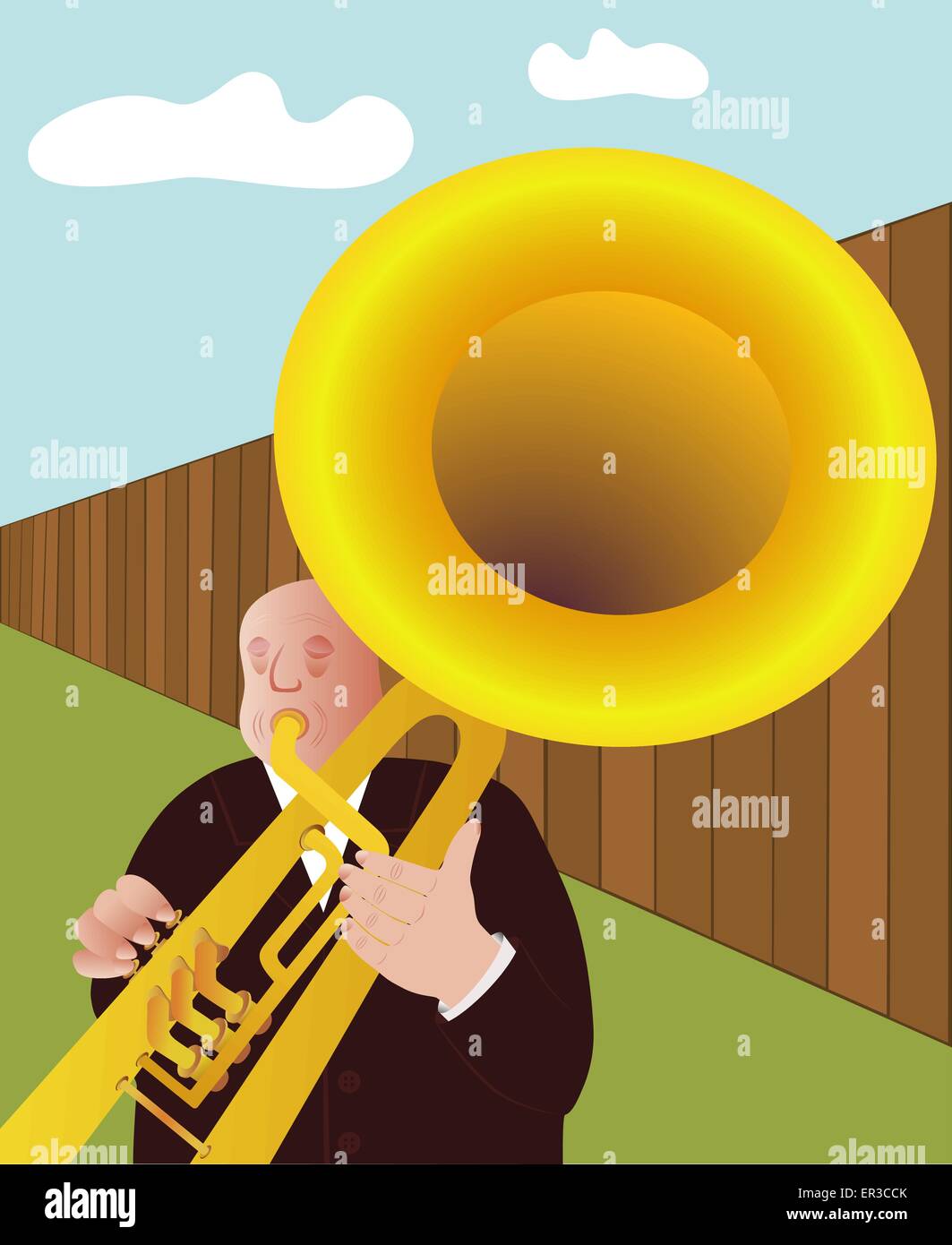 Illustration of the trumpet player - vector Stock Vector Image & Art ...