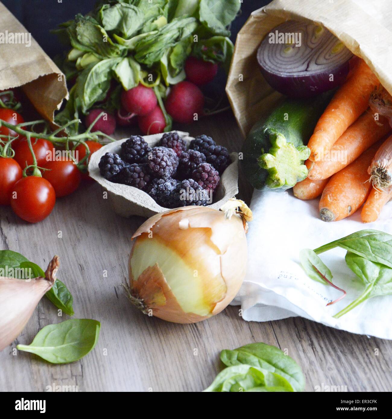 Spring vegetables and fruit Stock Photo - Alamy
