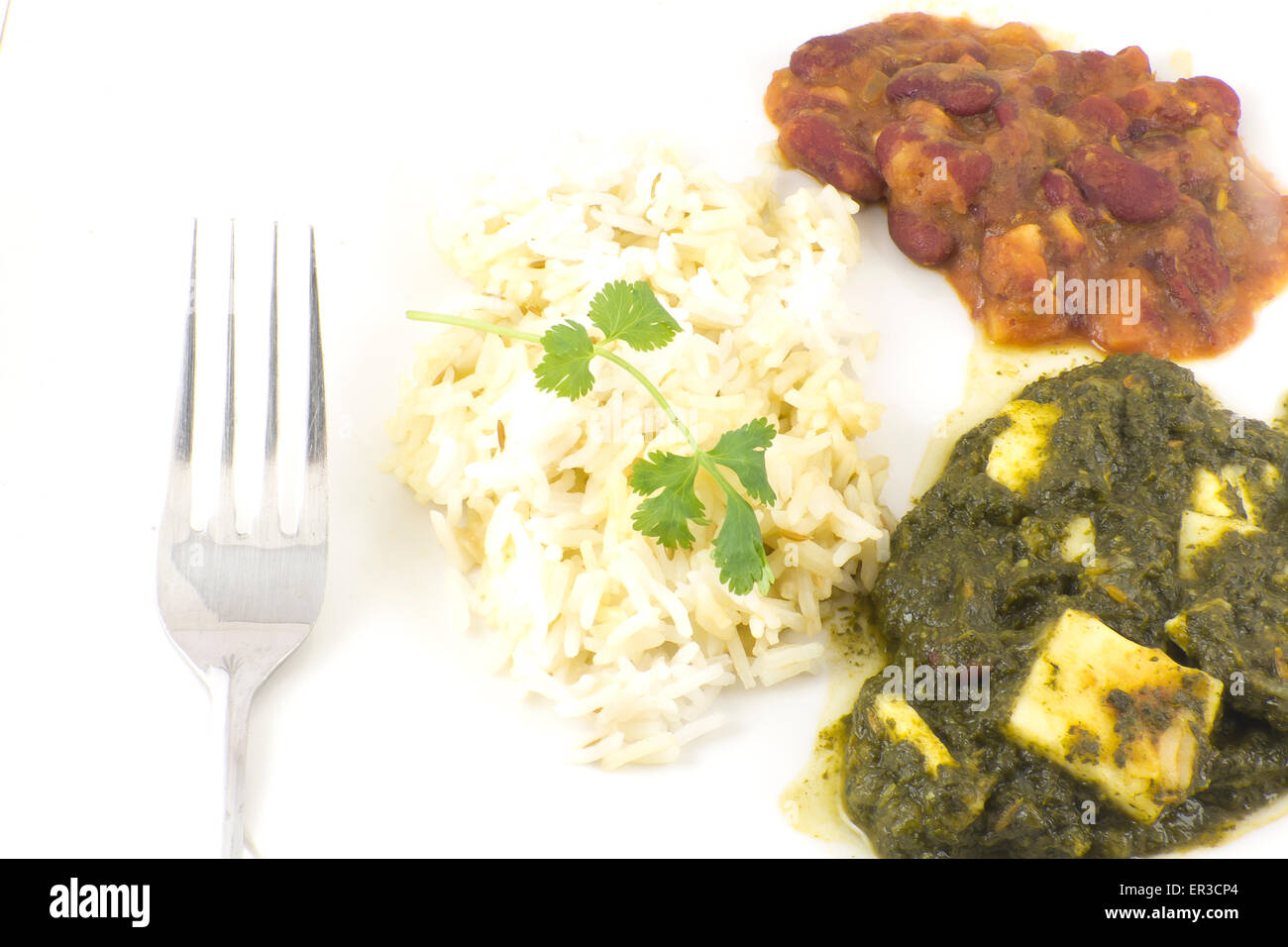 Sag Paneer - authentic Indian food with basmati rice and bean curry ...
