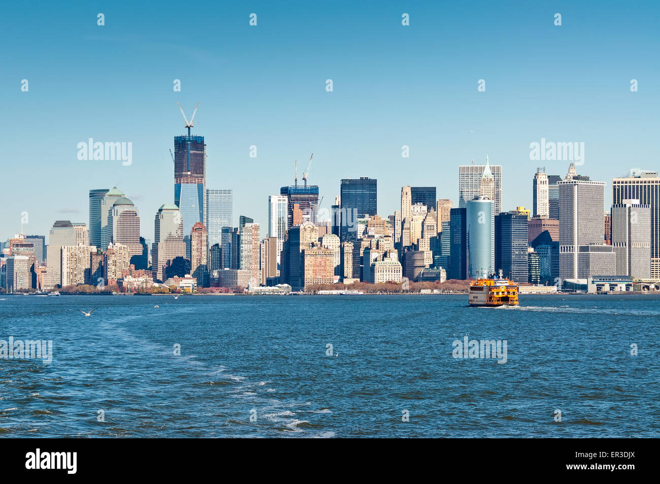 Passengers on Staten Island Ferry on route from St. George Ferry ...