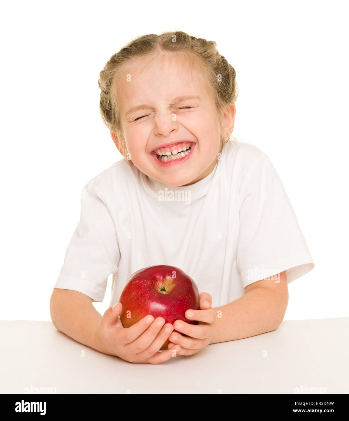 little girl with apple Stock Photo - Alamy