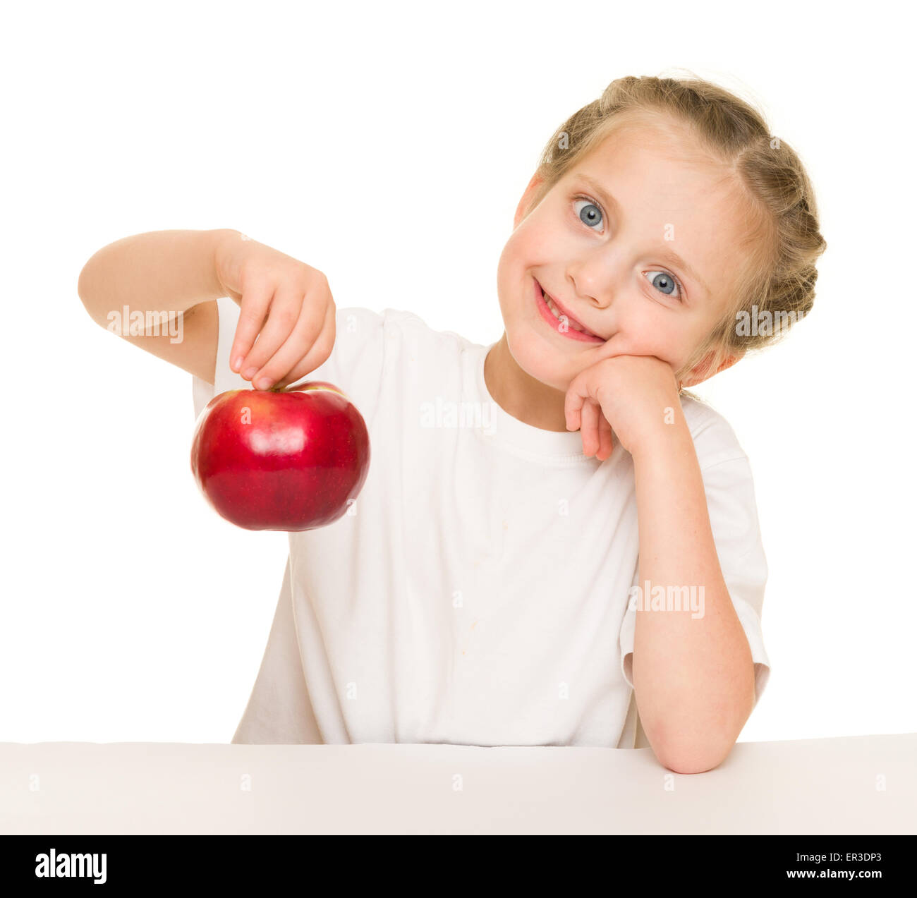 little girl with apple Stock Photo - Alamy