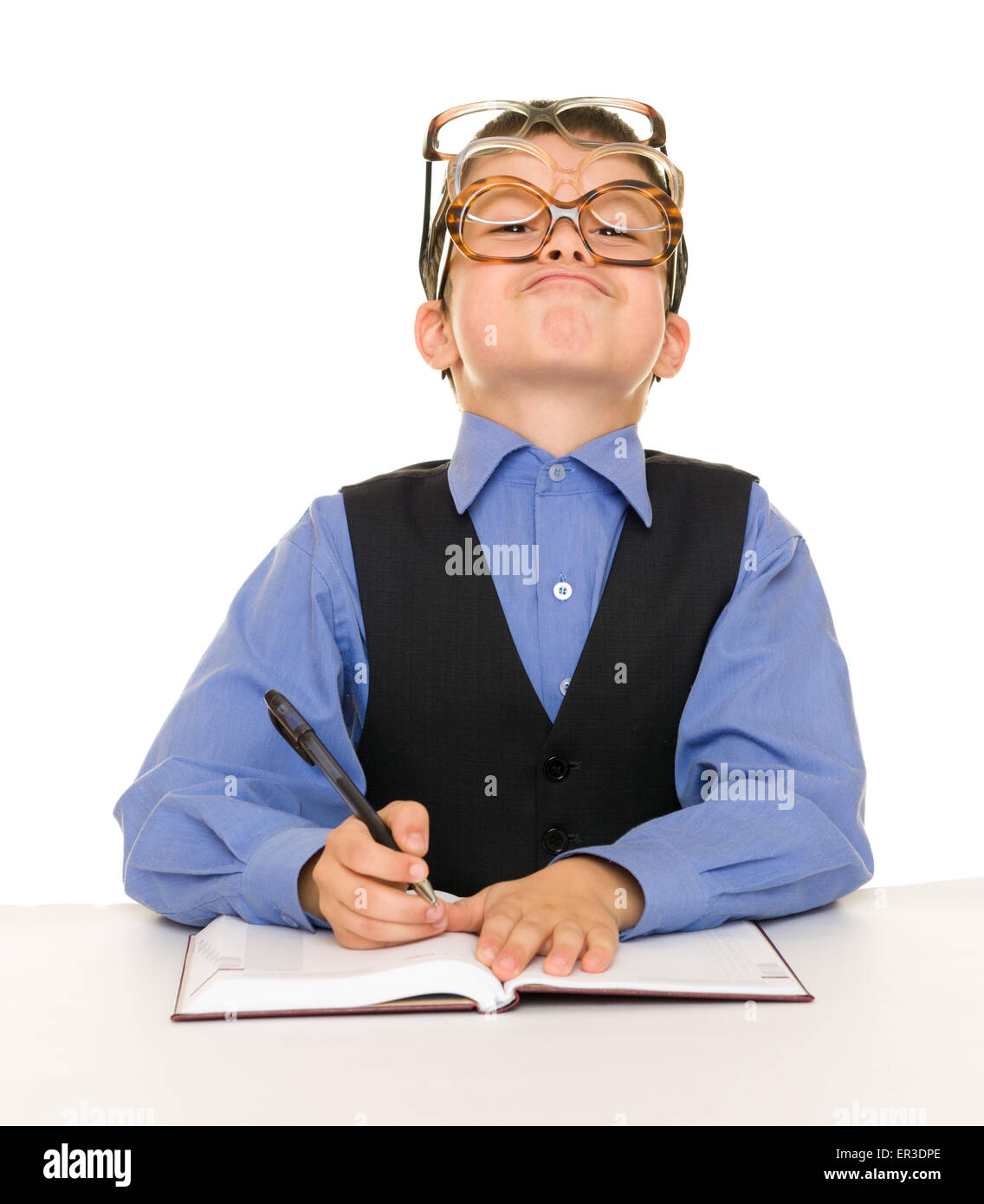 Boy in a business suit with diary Stock Photo - Alamy