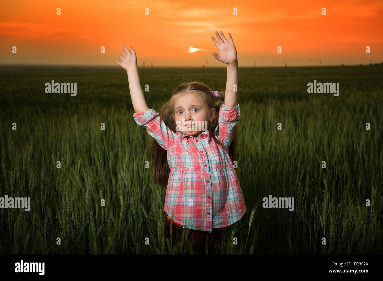 girl fun at sunset Stock Photo - Alamy