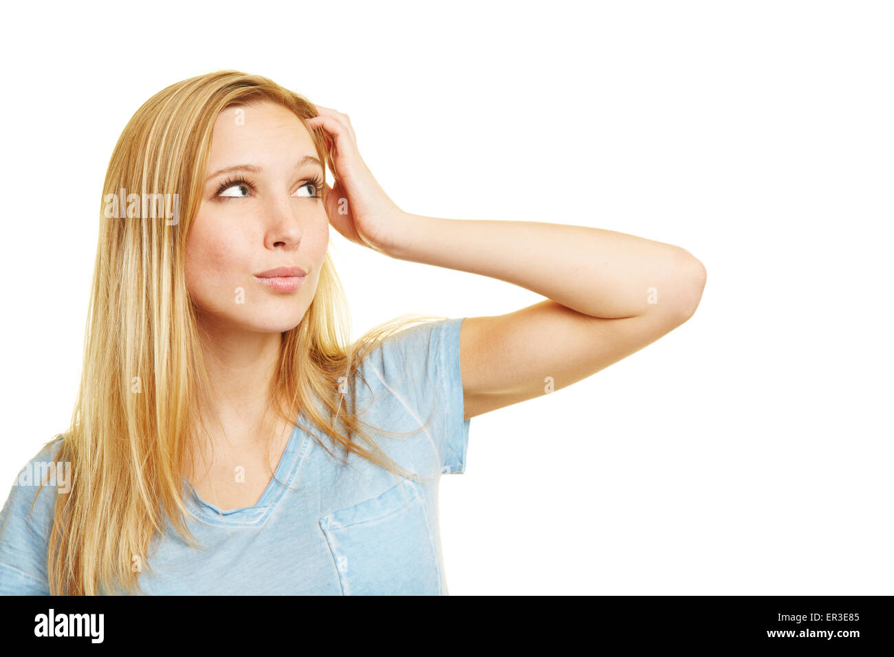 Woman thinking looking up cutout hi-res stock photography and images ...