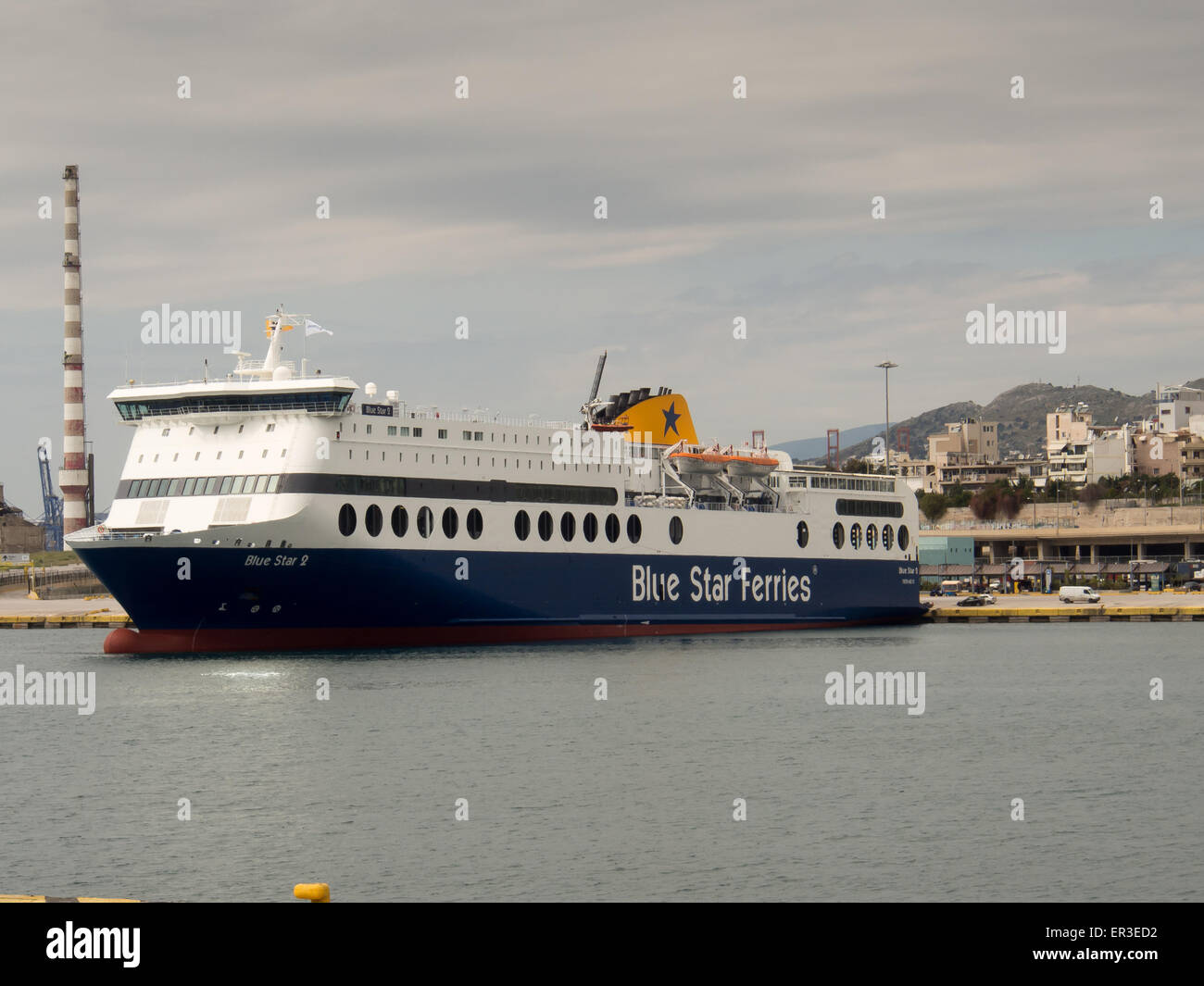 Piraeus, Greece-April 04, 2015: Seaport. Ships entering a port Stock ...