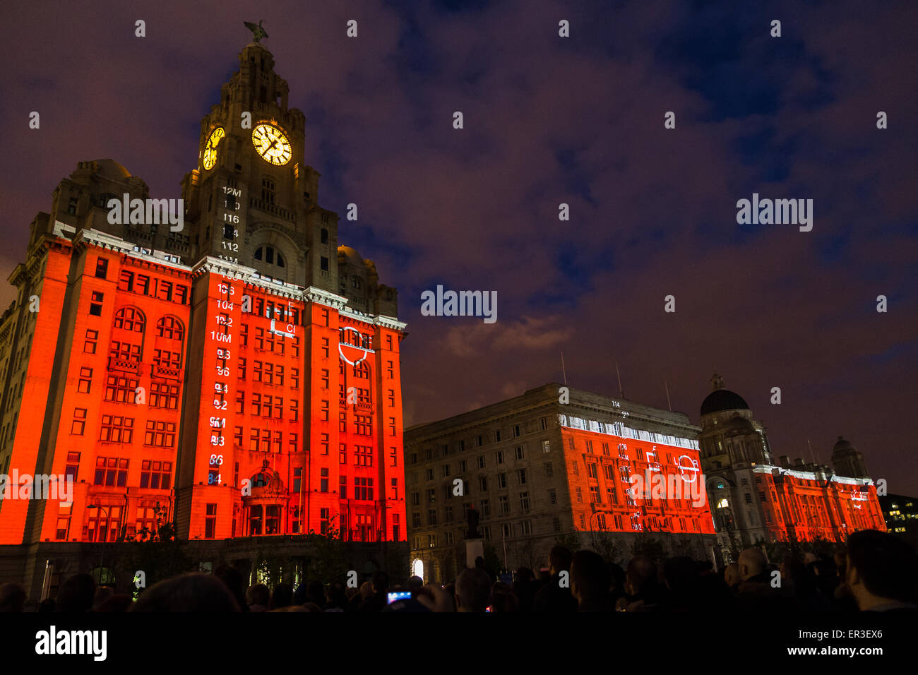 Light projection on the Three Graces to mark the 175th anniversary of ...