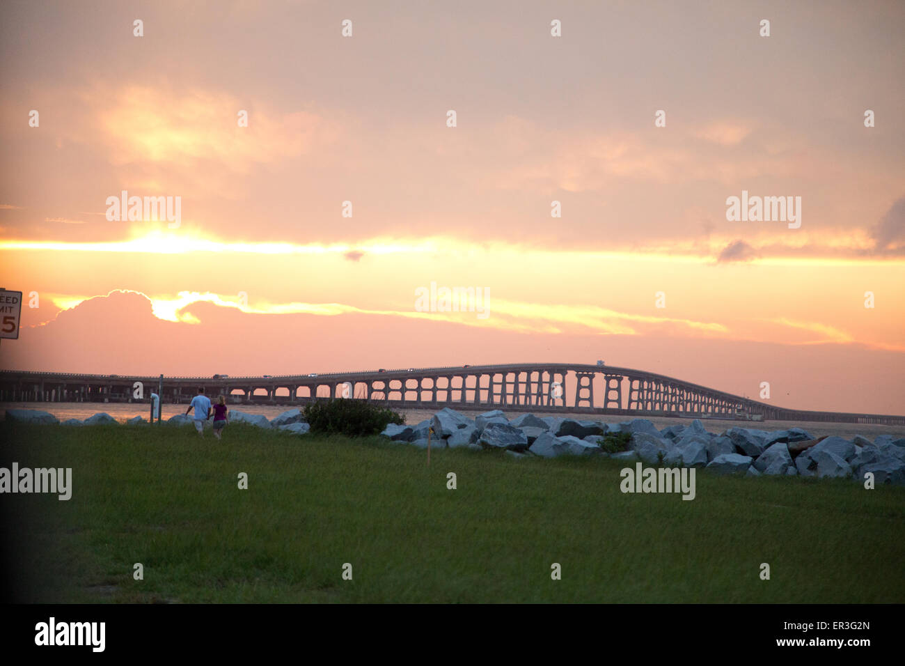 Bridge over the sunset Stock Photo - Alamy