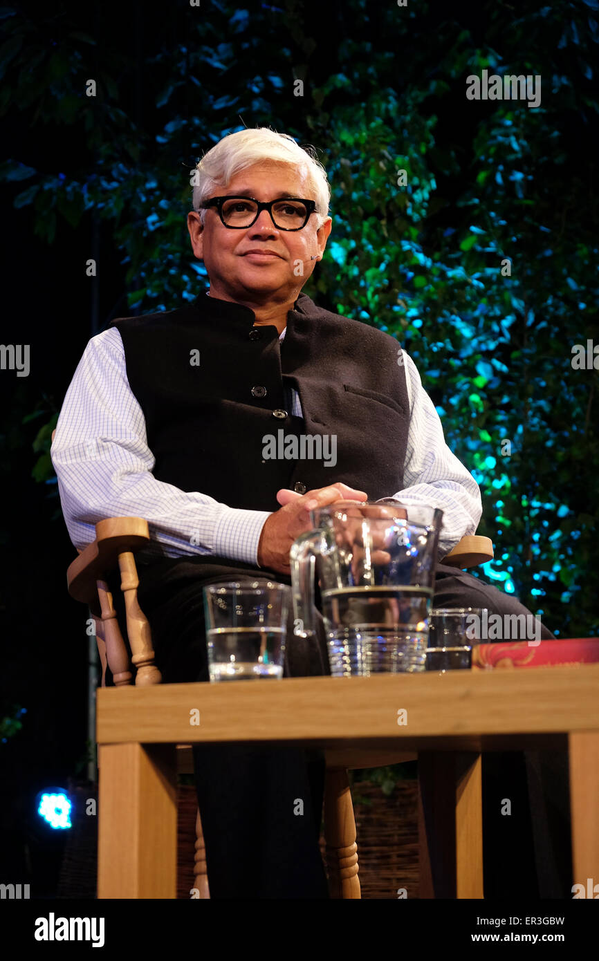 Hay Festival, Powys, Wales - May 2015 - Author Amitav Ghosh on stage to ...