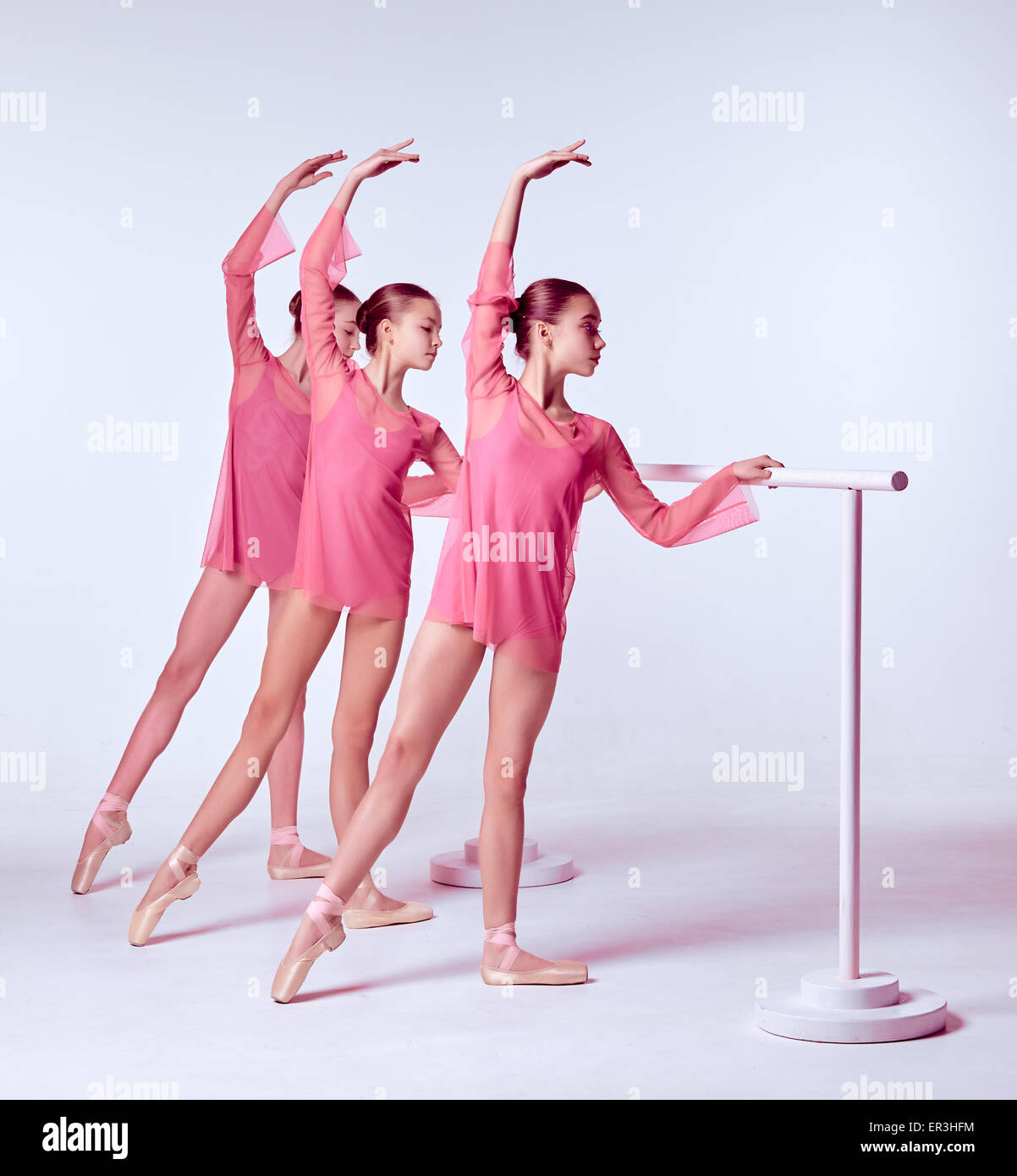 Ballerinas stretching on the bar Stock Photo - Alamy
