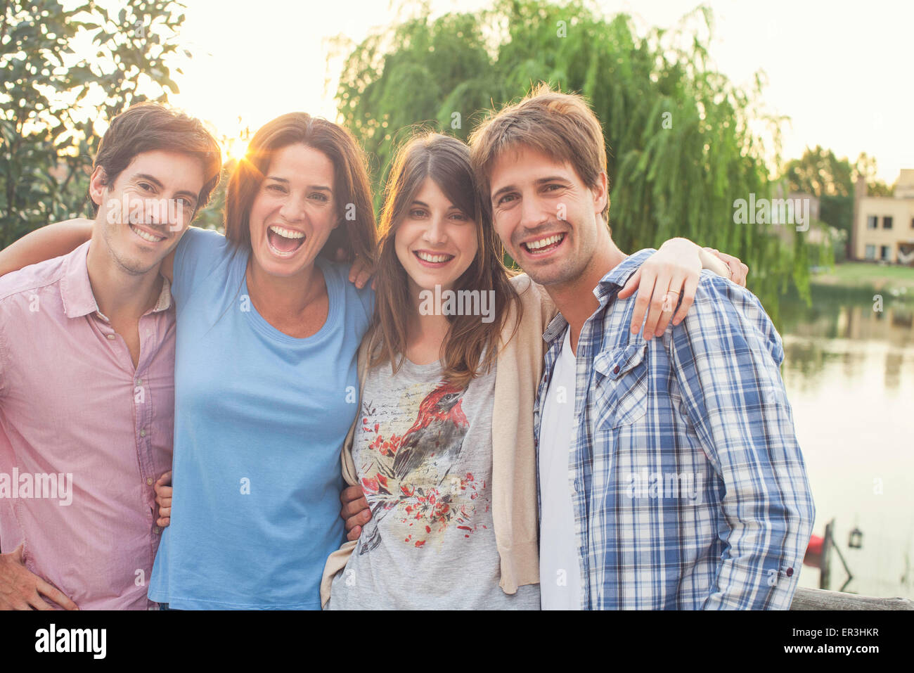 Friends posing for group photo Stock Photo - Alamy
