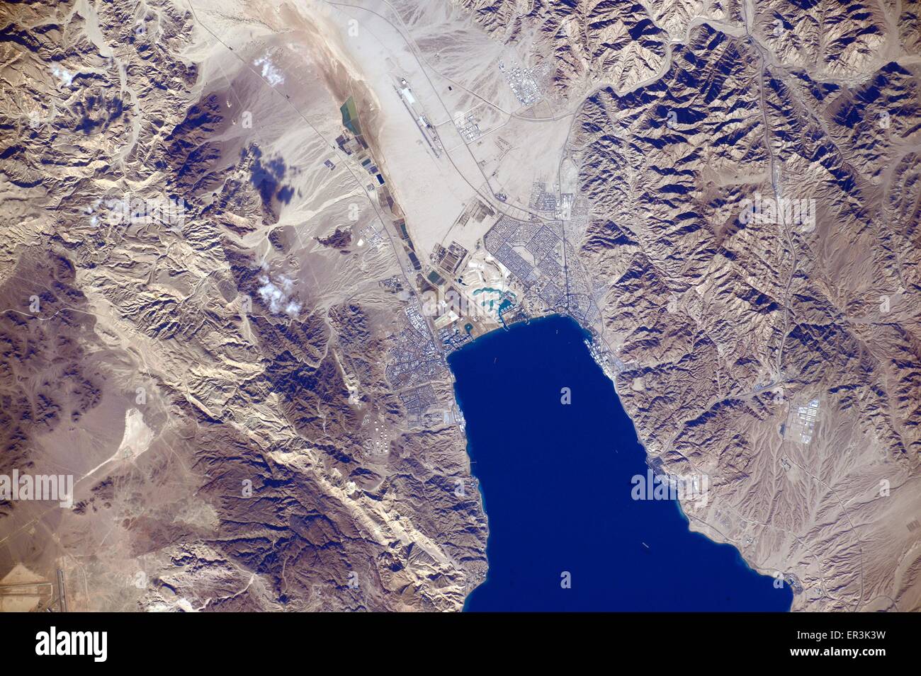 View from the International Space Station of Aqaba in Jordan and Israel ...