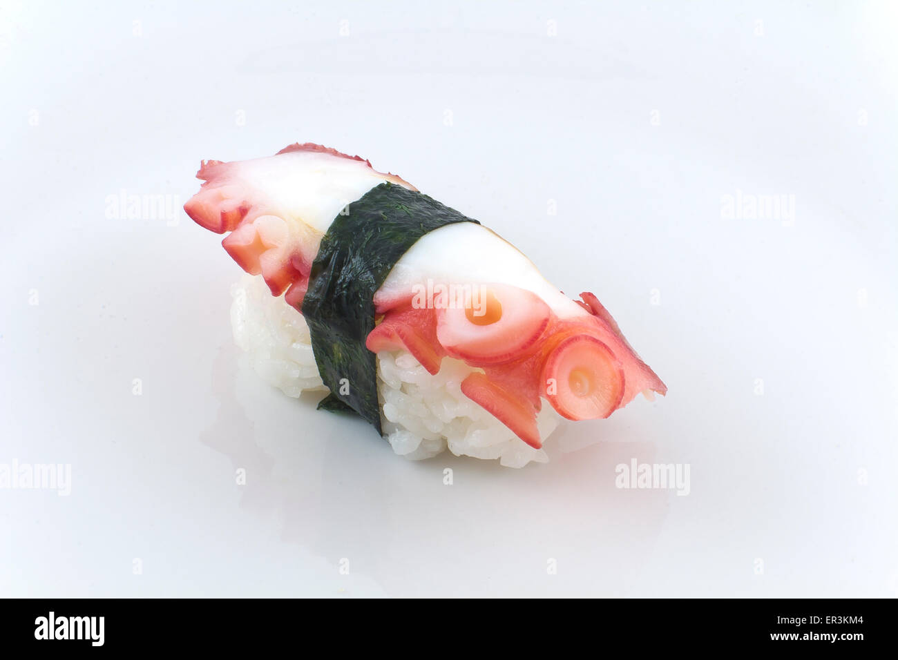 Octopus sushi isolated on white background with reflection Stock Photo ...