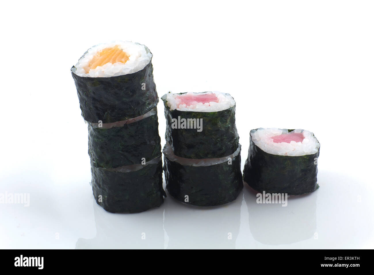Stack of tuna and salmon sushi representing a graph Stock Photo - Alamy