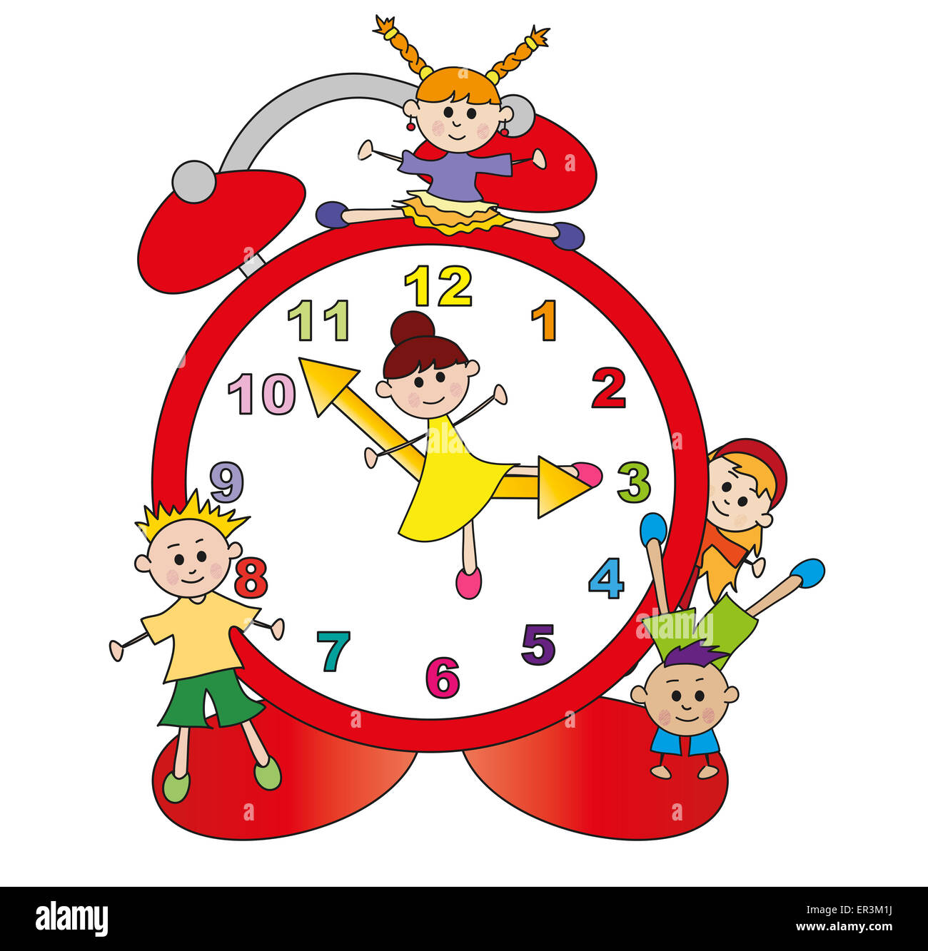 illustration of watch with happy children Stock Photo - Alamy