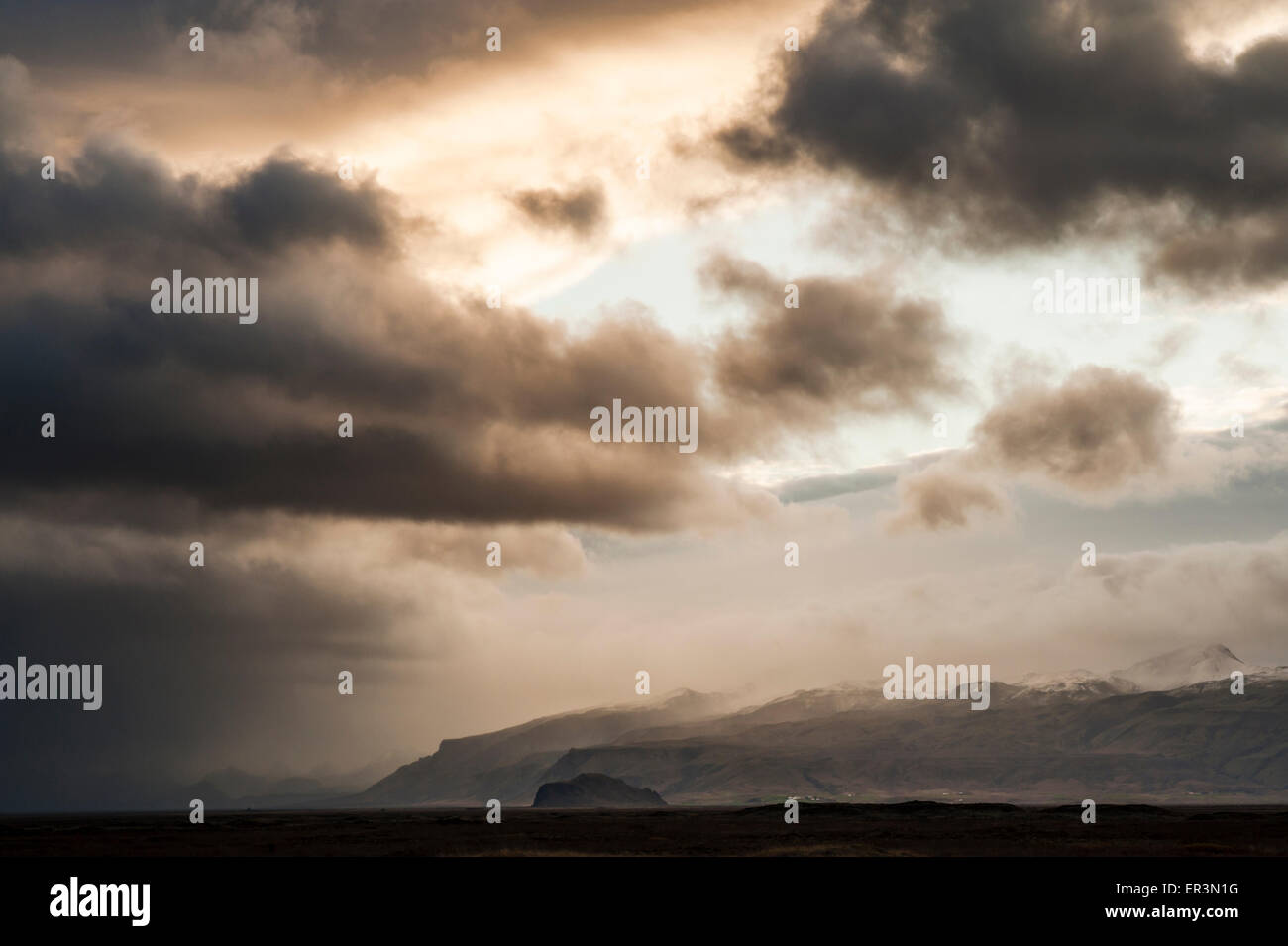 Rainy morning on the south coast of Iceland Stock Photo - Alamy