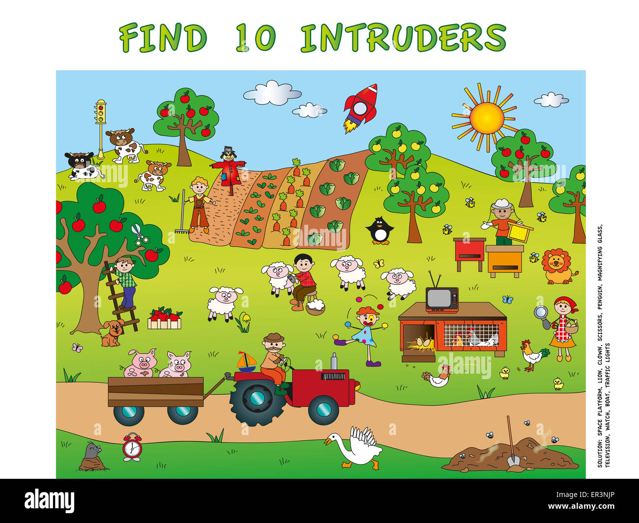 game for children: find ten intruders Stock Photo - Alamy