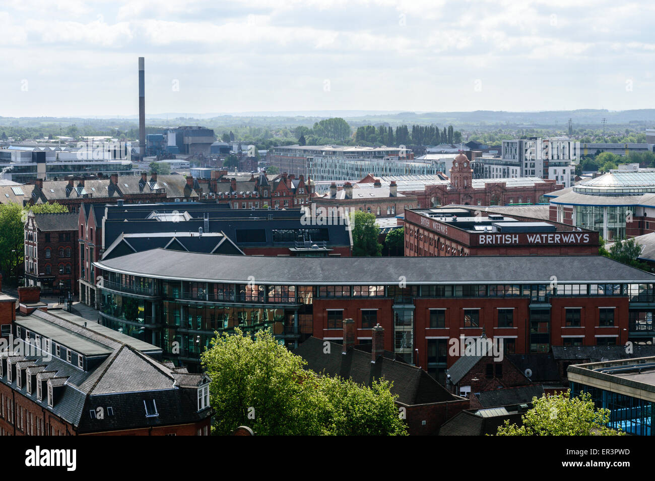 Nottingham skyline looking South-East, from the Castle. The British ...