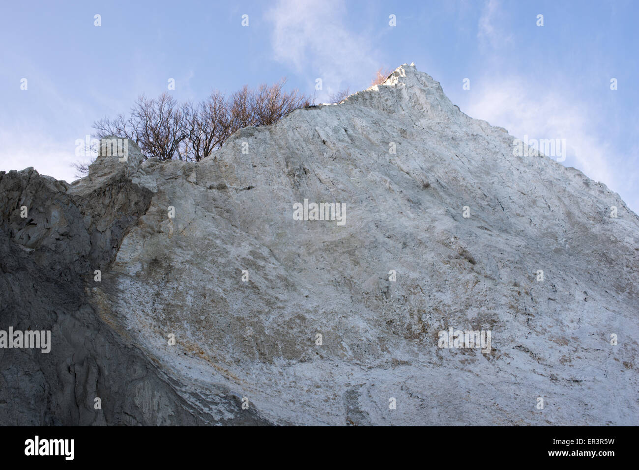 Mons Klint in Denmark in spring seen from below with blue sky Stock ...