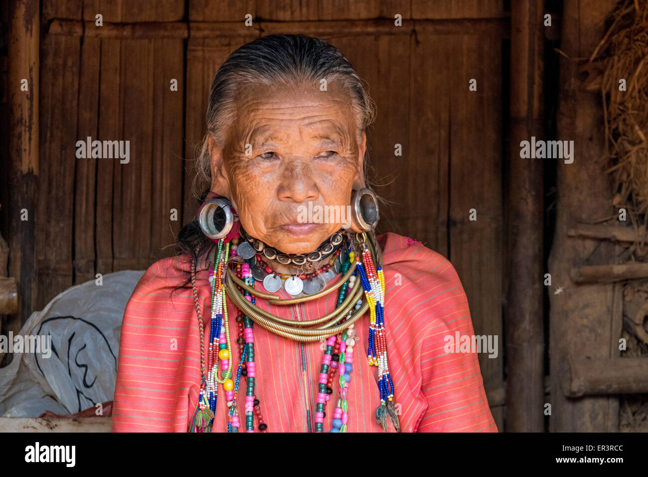 Old Woman from the Palong tribe with traditional Costume, Chiang Rai ...
