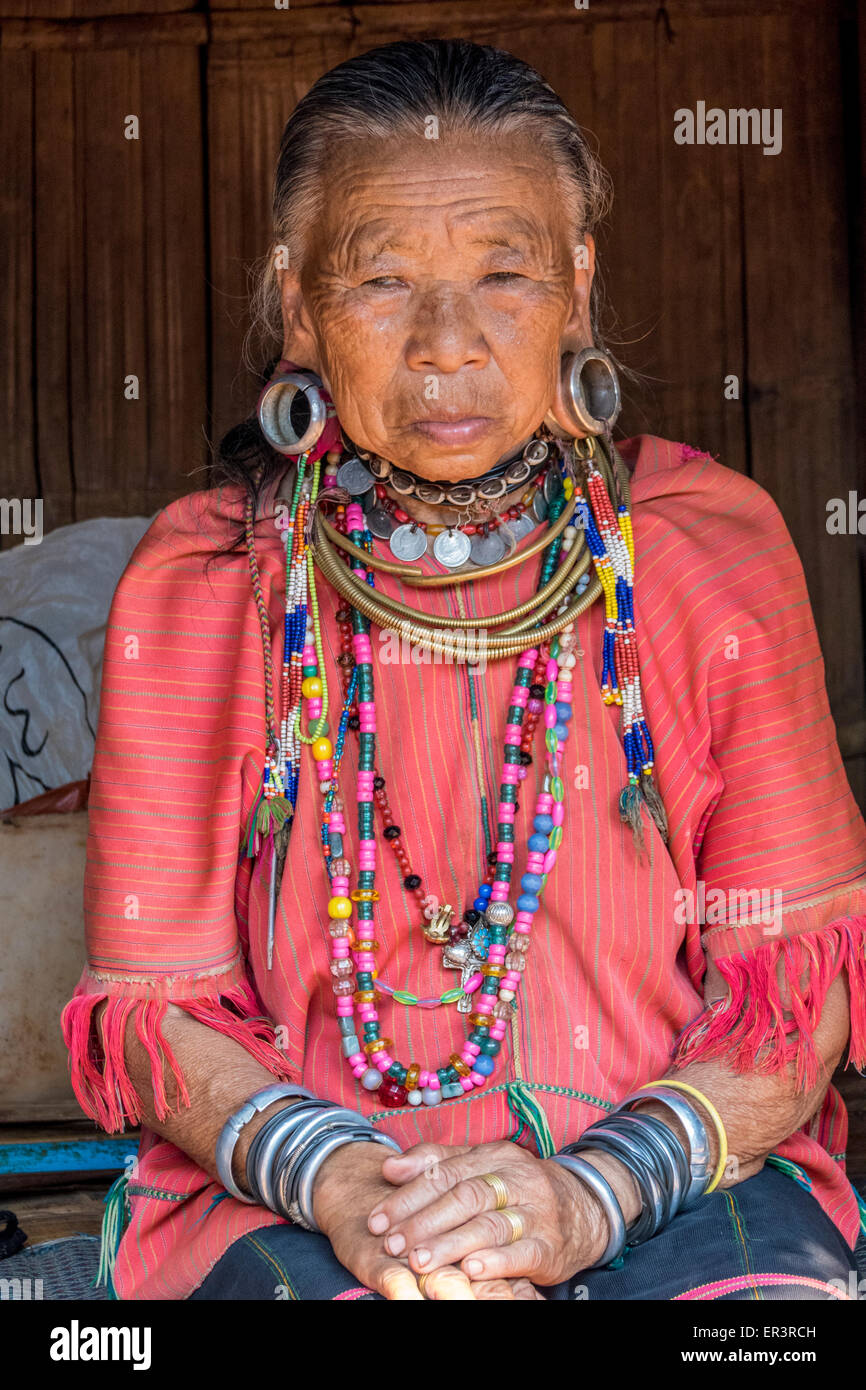 Old Woman from the Palong tribe with traditional Costume, Chiang Rai ...