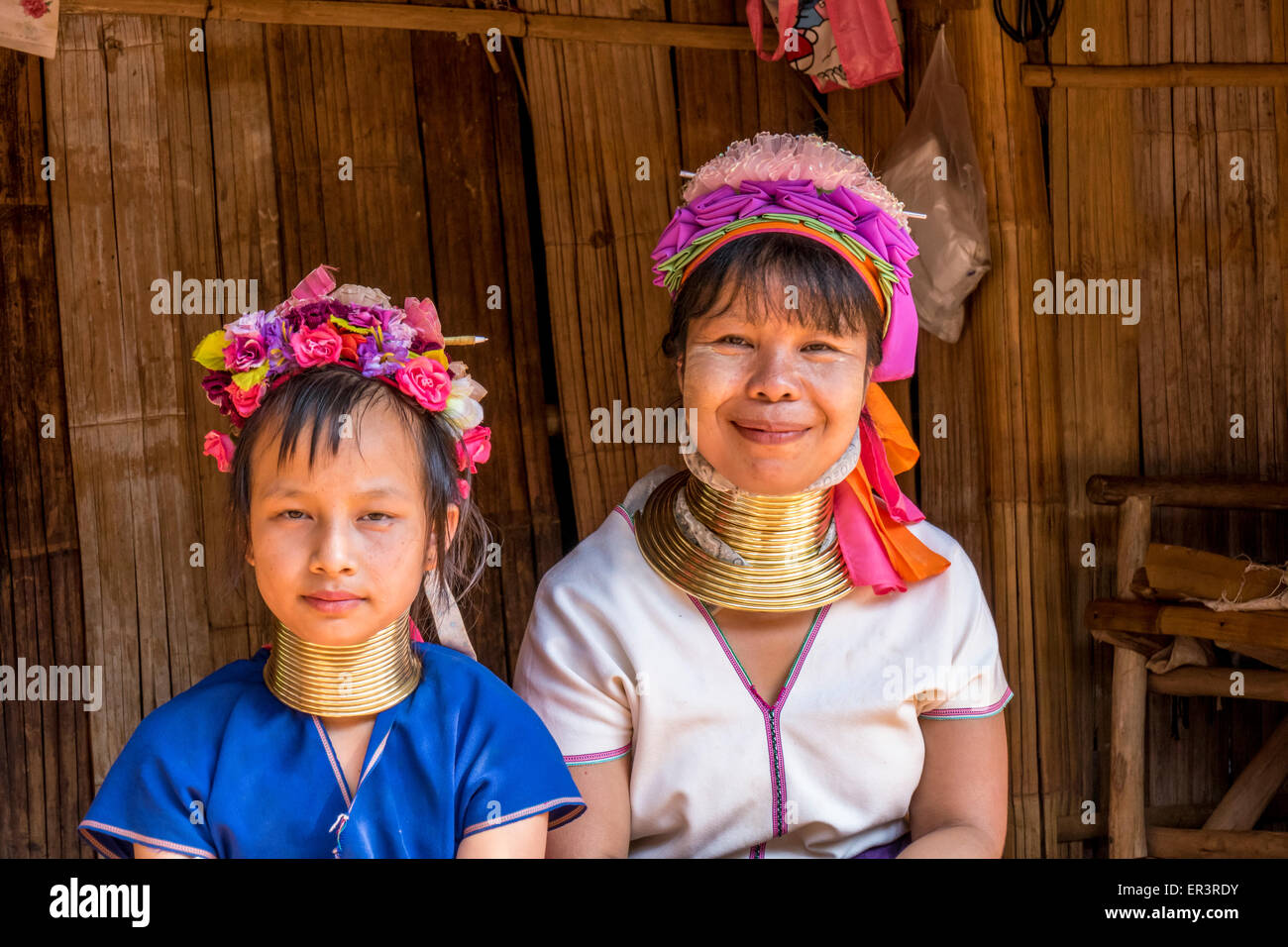 Long Neck Woman with here Child, Long Neck Karen, from the tribe of the ...