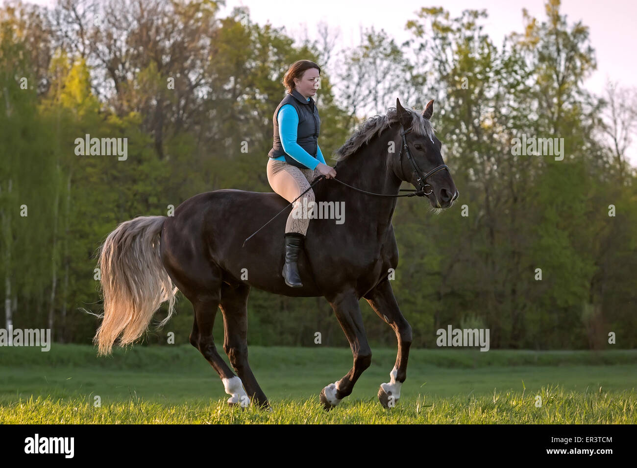 Woman girl riding bareback hi-res stock photography and images - Alamy