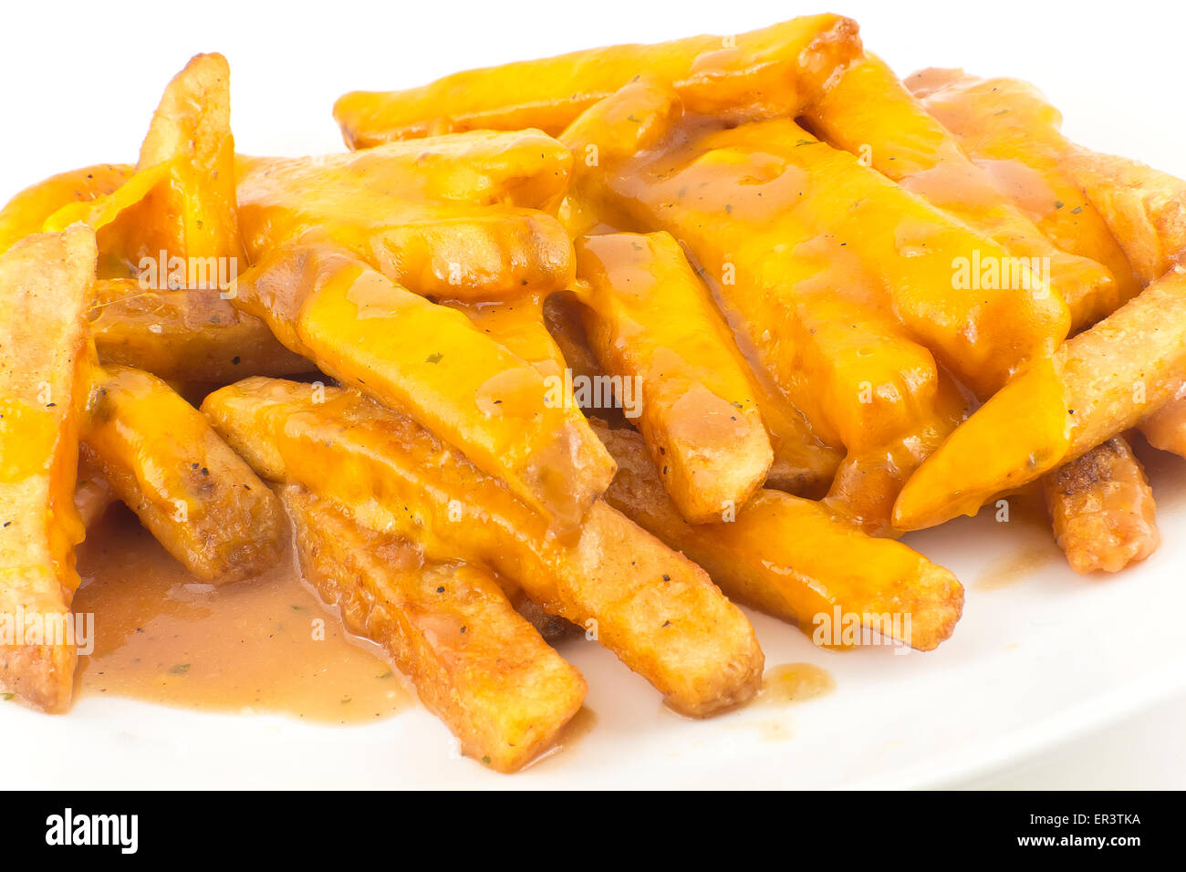 Hearty gravy and cheddar cheese disco fries Stock Photo - Alamy